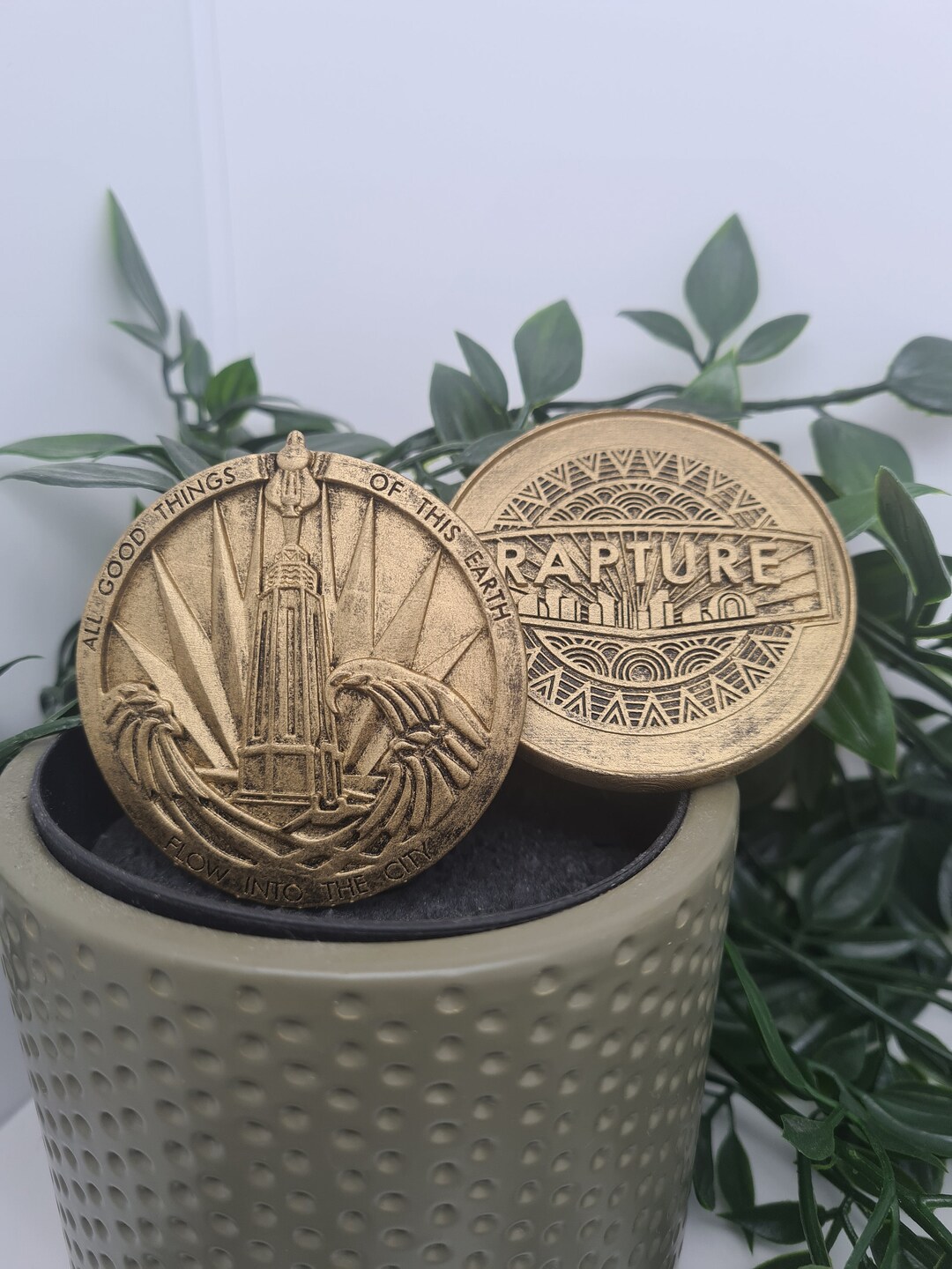 Bioshock Inspired Coins, Reliefs 2 Pieces Plaques Hand-painted Detailed ...