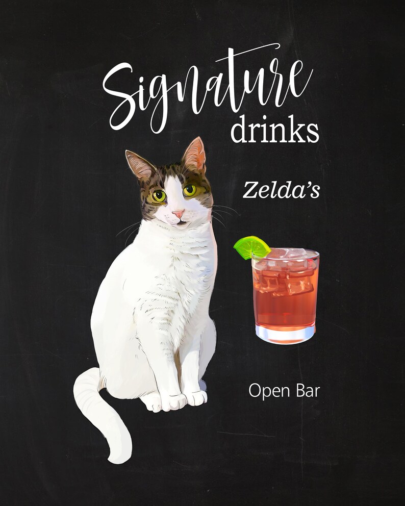 Signature Drink Sign Cat Wedding Bar Menu Dog Bar Sign Pet - Etsy