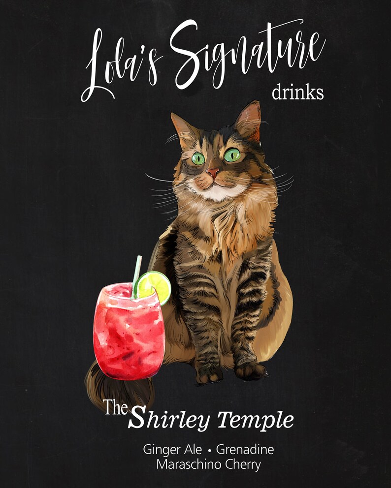 Signature Drink Sign Cat Wedding Bar Menu Dog Bar Sign Pet - Etsy