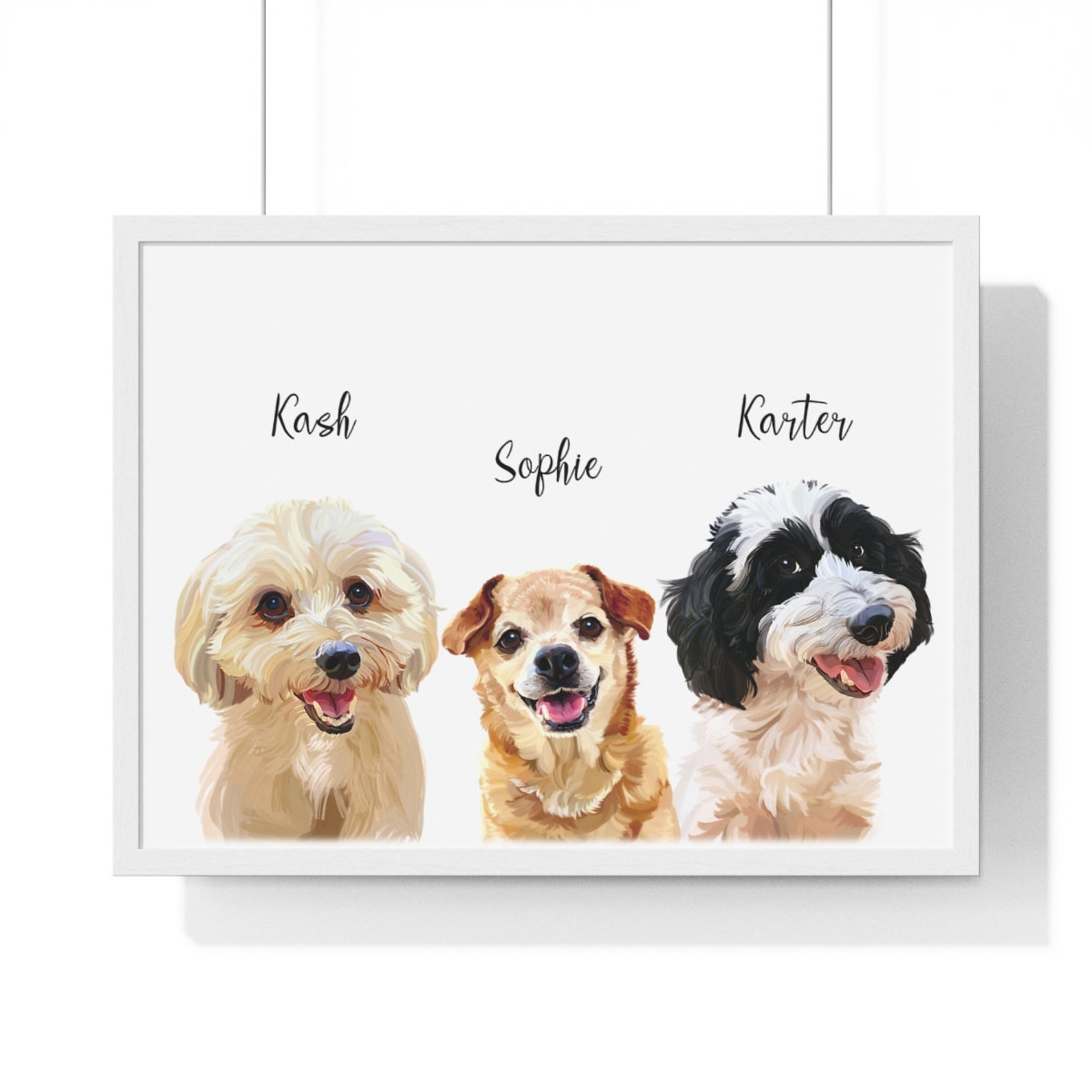 Multiple Pet Portrait Custom Two Pet Portrait From Photo | Etsy