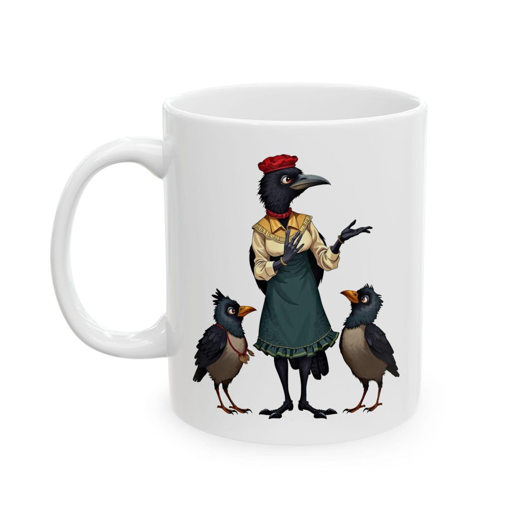 Family of Crows Coffee Cup, Crow Family Mug, Whimsical, Funny Animal ...