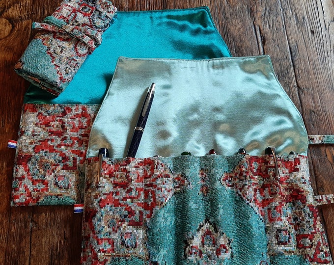 Pen Roll Turquoise Persian Carpet Gobelin Fabric Fountain Pen Wrap, Pen ...