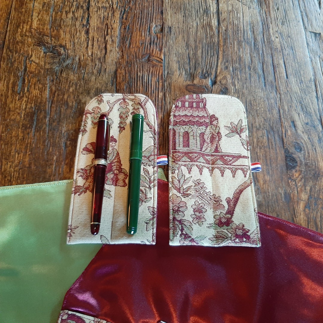 Double Pen Sleeve Asian Pagoda Fabric, Fountain Pen Case for Two Pens ...