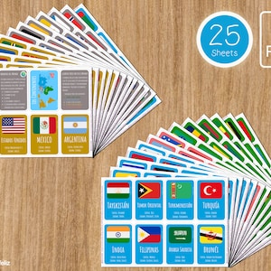 WORLD FLAGS FLASHCARDS, Countries Flashcards, Printable Flags ...