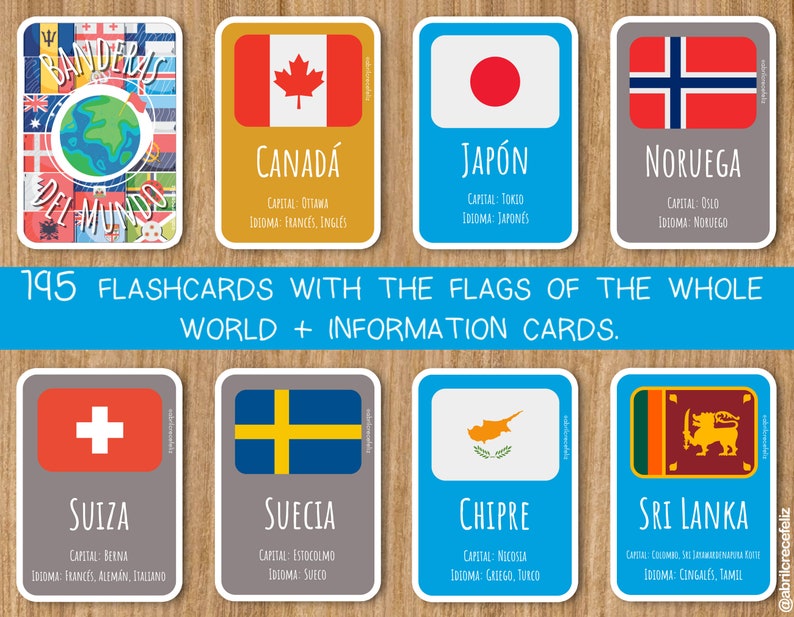 WORLD FLAGS FLASHCARDS, Countries Flashcards, Printable Flags ...