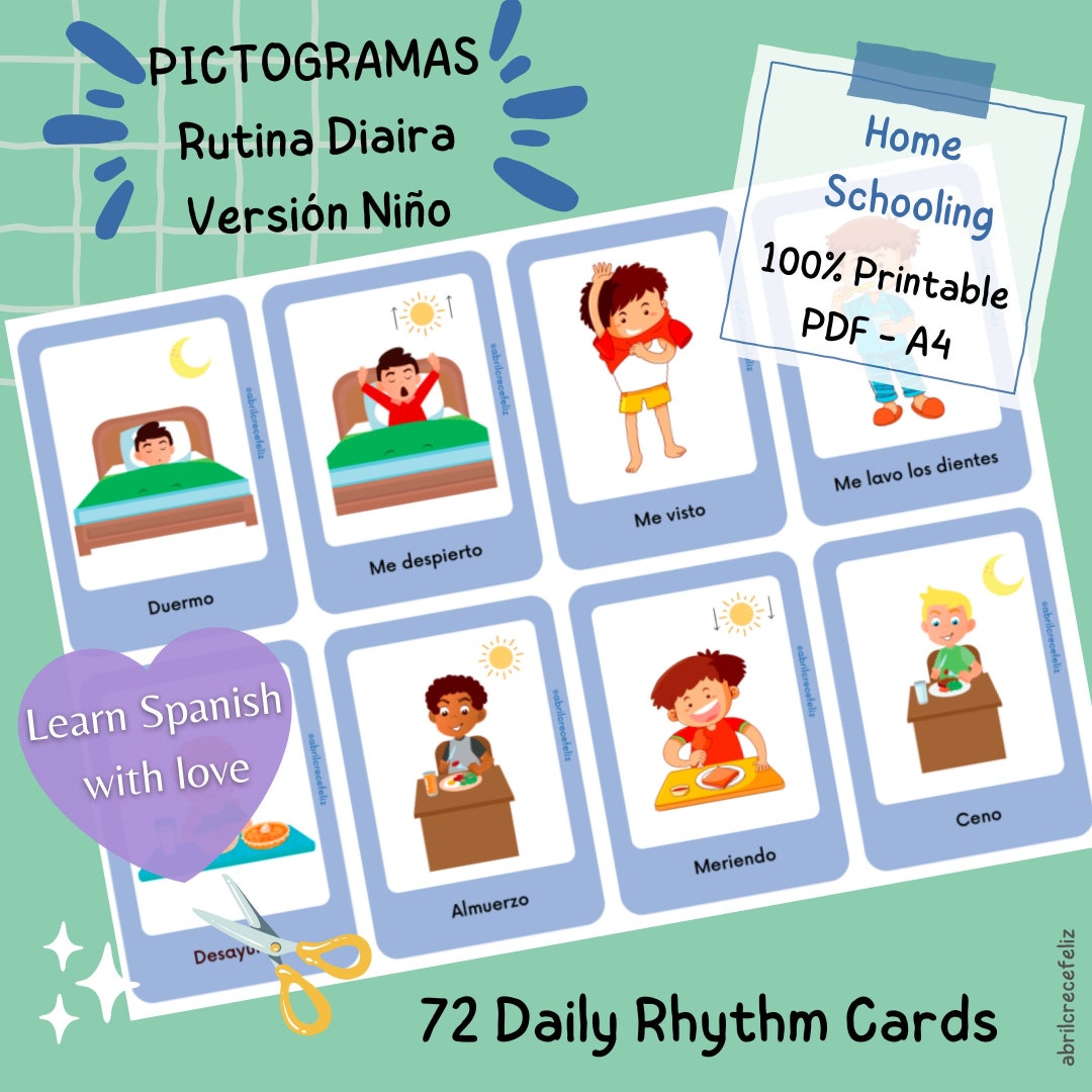 Pictogram Cards BOY Ideal Routine TEA Teaching Material Learn Spanish ...