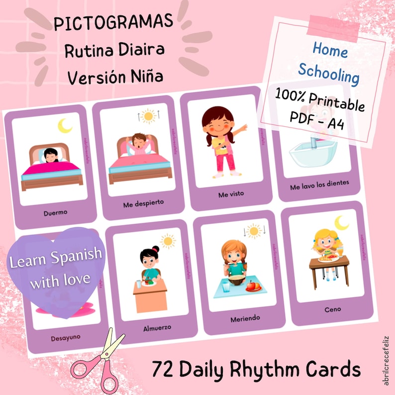 Letters Pictograms GIRL Ideal Routine TEA Didactic Material Learn ...