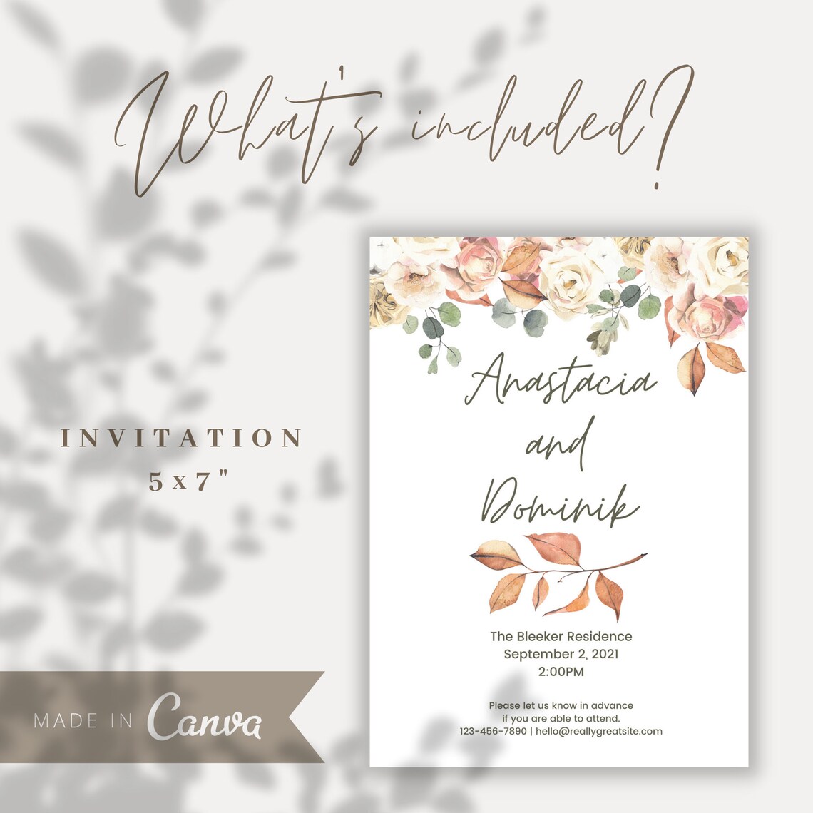Canva Wedding Invite Rustic Wedding Invitation Printable Etsy