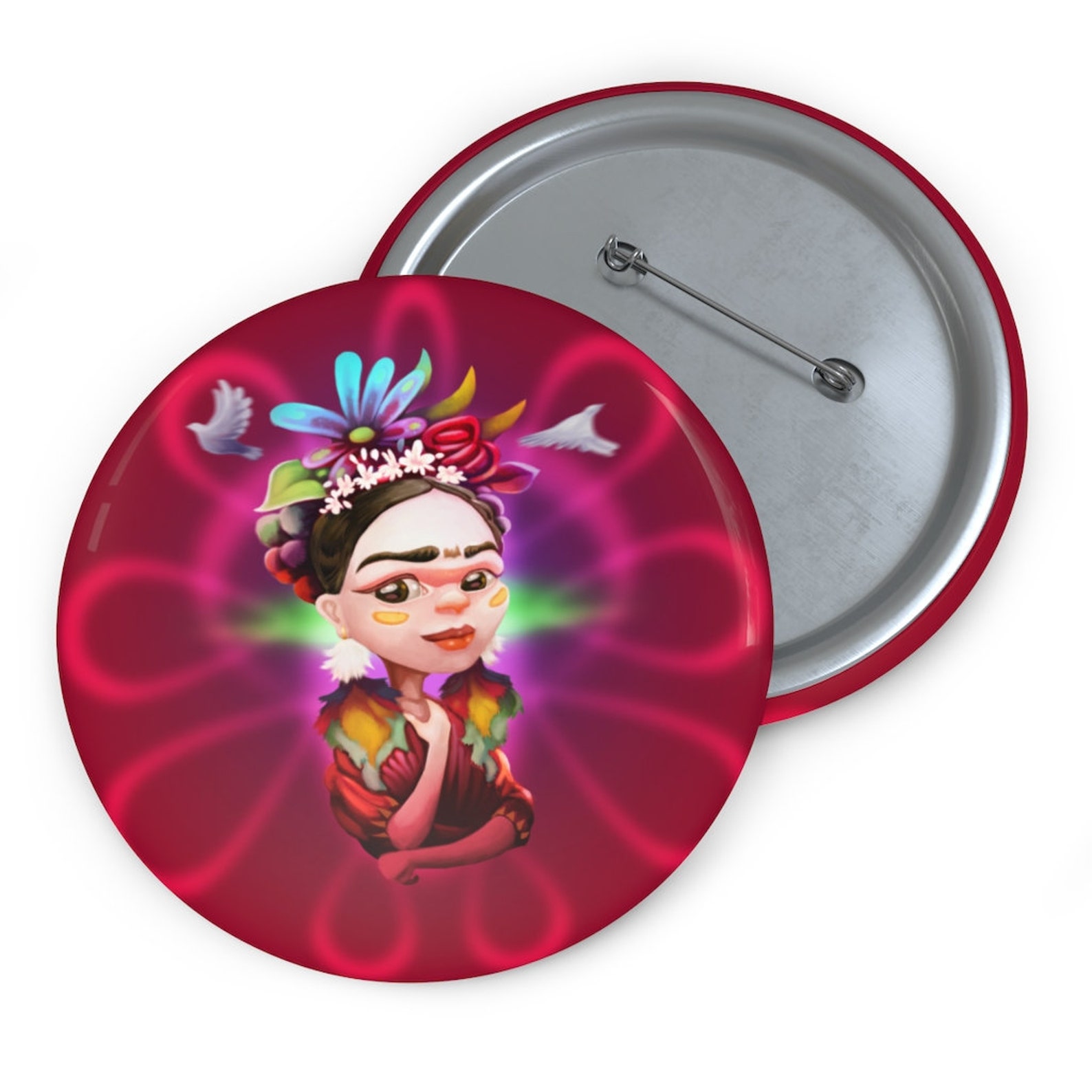 Frida Kahlo Pin Button Frida Illustrated Custom Pin Buttons | Etsy