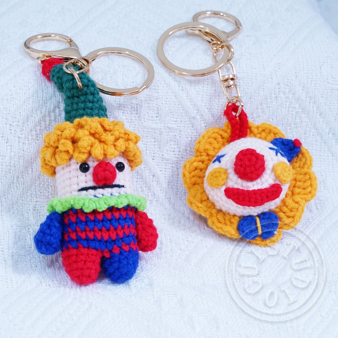 Handmade Crochet Knited Clown Doll Keychain, Cute Accessories Charm ...