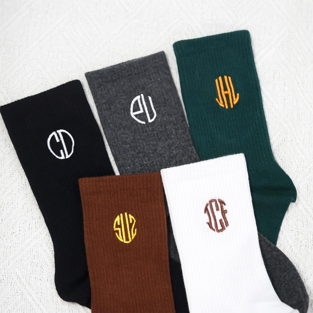 Custom Initial Groomsman Embroidered Socks, Groomsmen Proposal Gifts ...