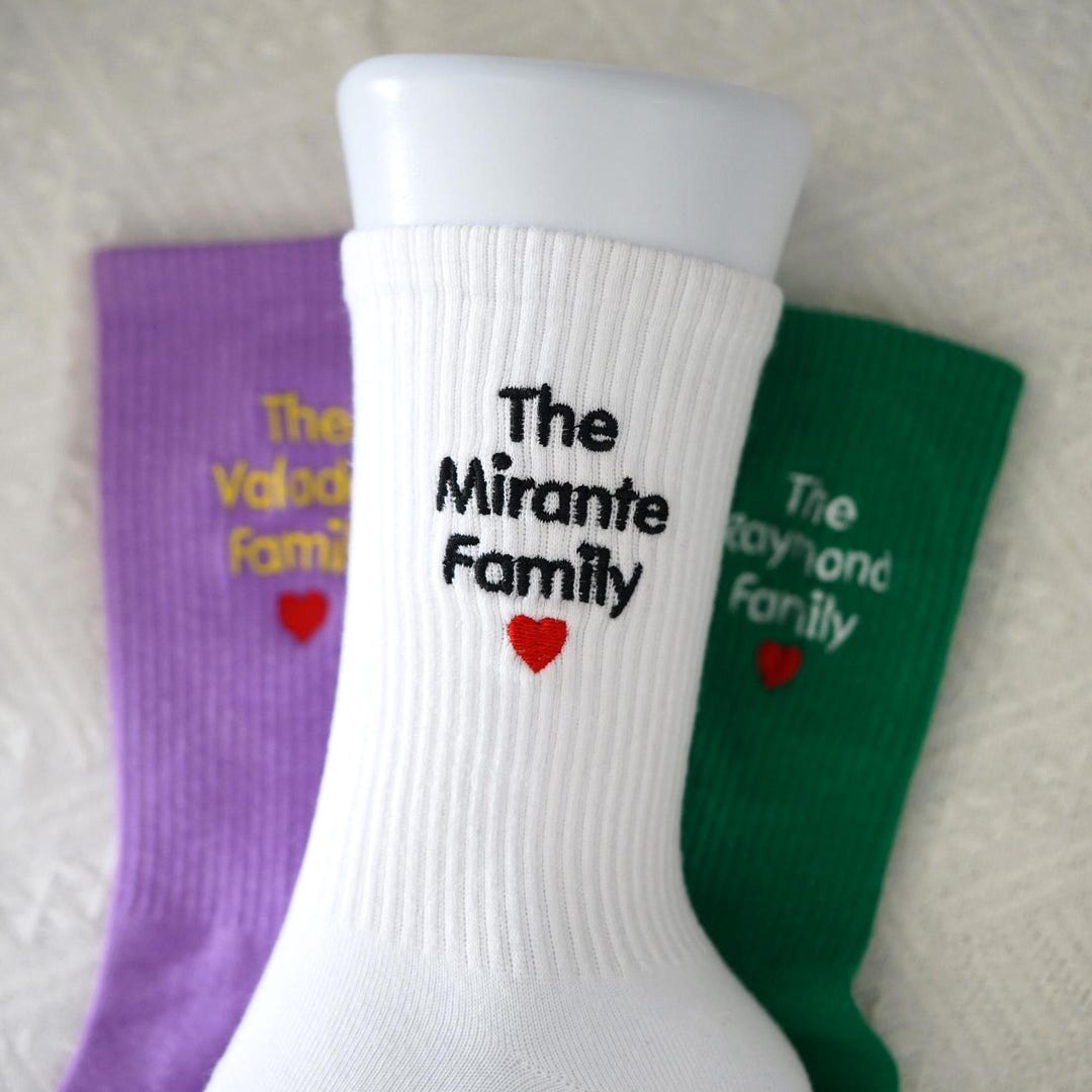Custom Family Socks, Embroidery Family Names on Socks, Christams Gift ...