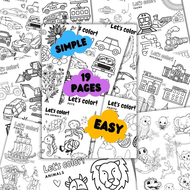 PDF Printable Coloring Pages for Children, Preschoolers, Toddlers, Easy ...