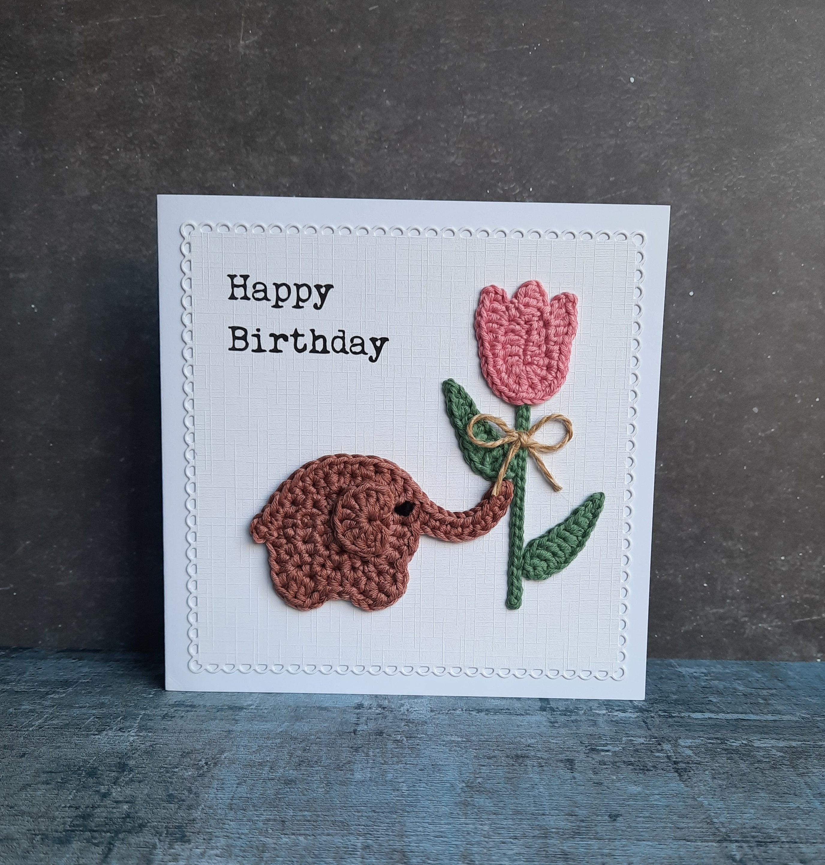 Crochet Birthday Card Handmade Crochet Elephant Birthday | Etsy