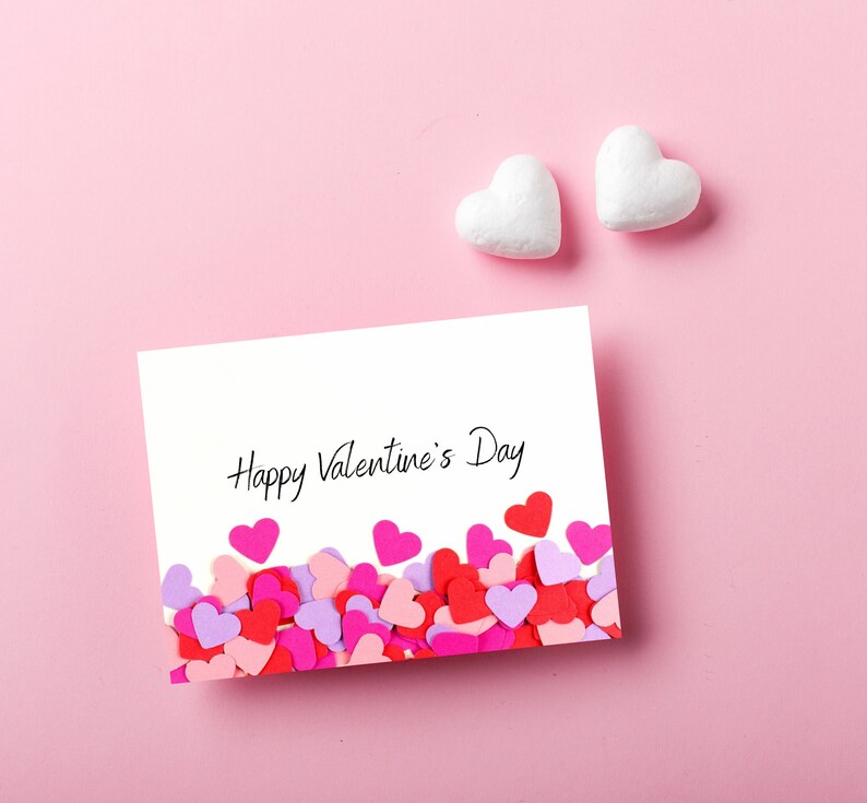 Printable Pink Heart Valentine's Day Card Digital Valentine's Day Card ...