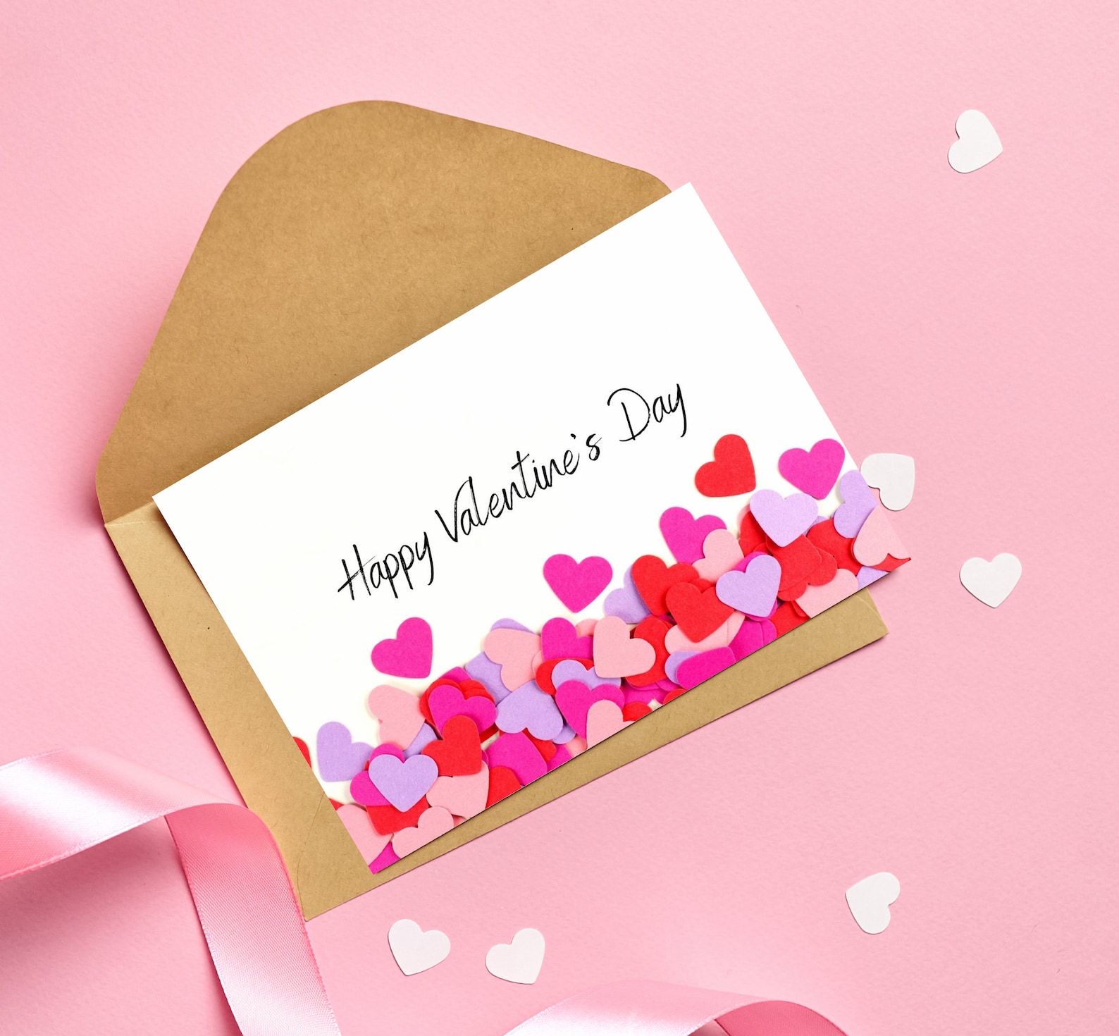 Printable Pink Heart Valentine's Day Card Digital Valentine's Day Card ...