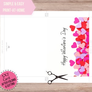 Printable Pink Heart Valentine's Day Card Digital Valentine's Day Card ...