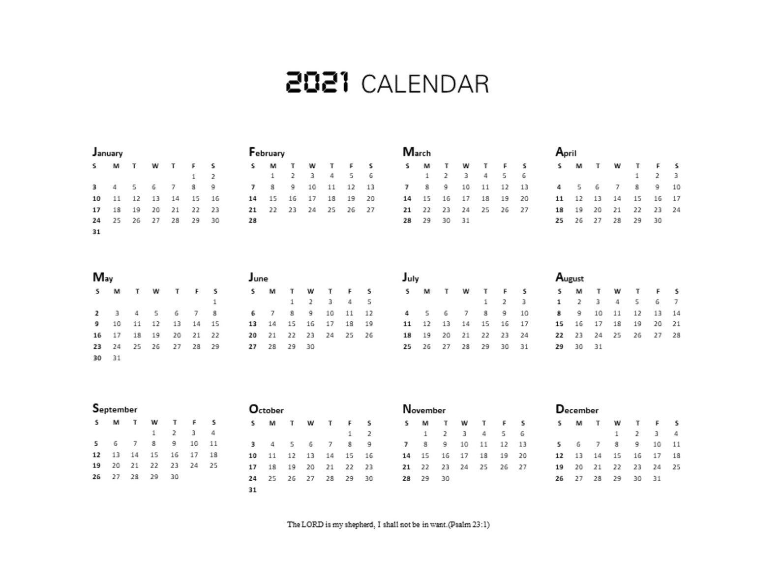 2020 2021 Digital Calendar Template for Powerpoint | 2021 Bible ...