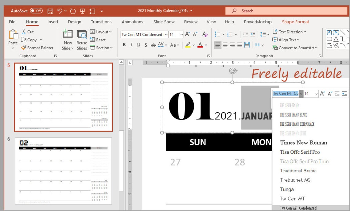 2020 2021 Digital Calendar Template for Powerpoint 2021 | Etsy
