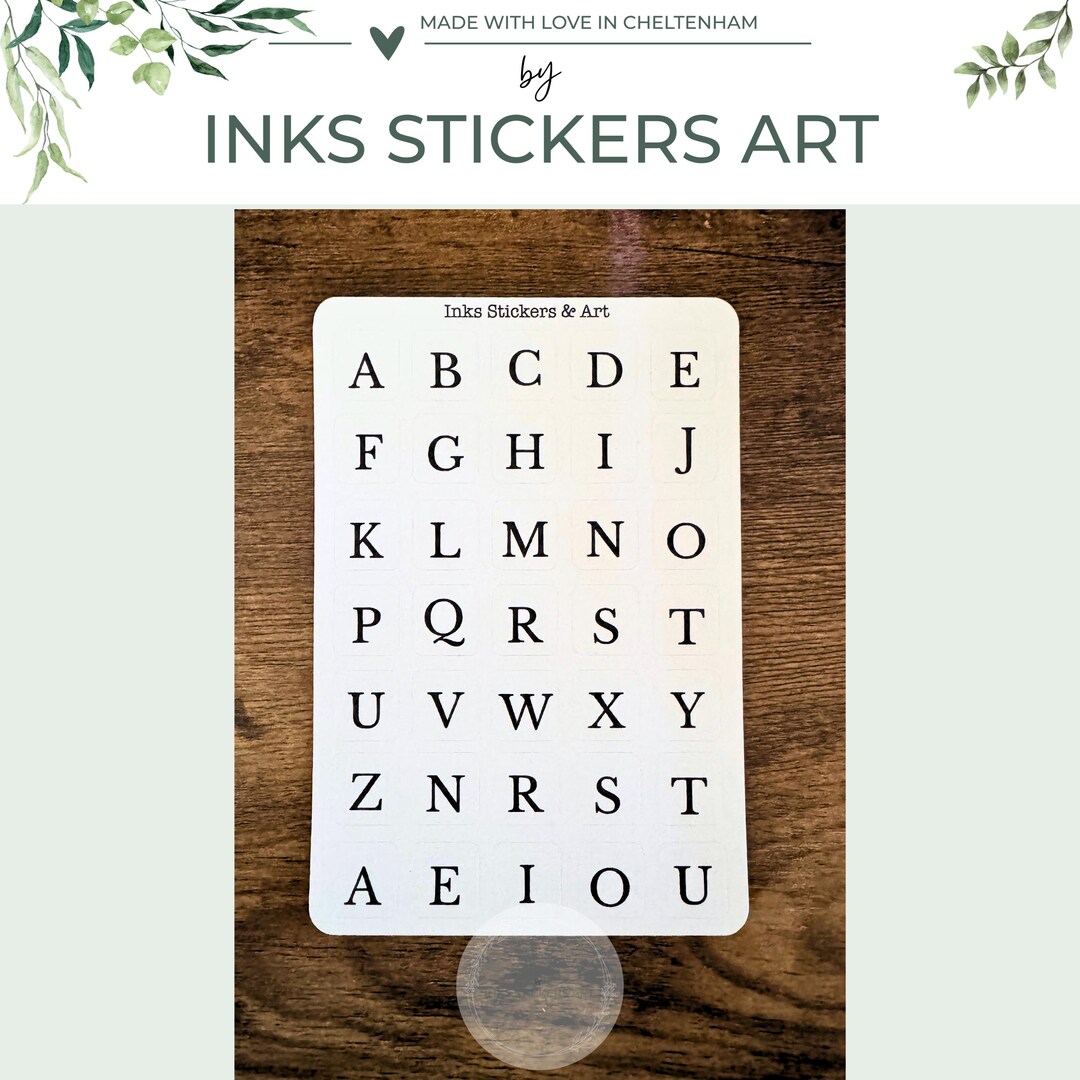 Vintage Serif Uppercase Alphabet Planner Stickers – Letter Stickers for ...