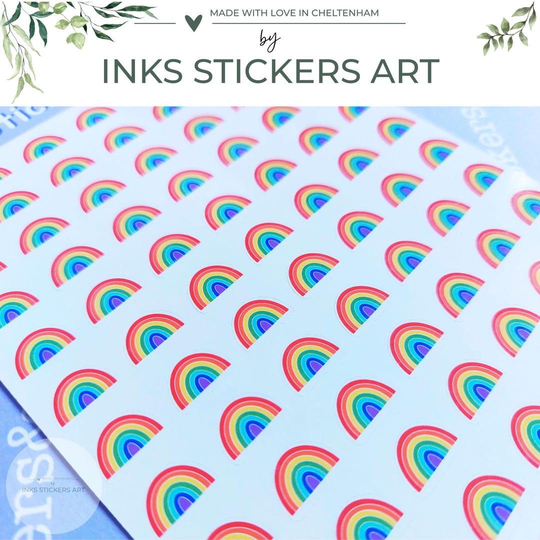Rainbow Planner Stickers – 84 Mini Rainbow Arcs, Glossy Vinyl Sticker ...