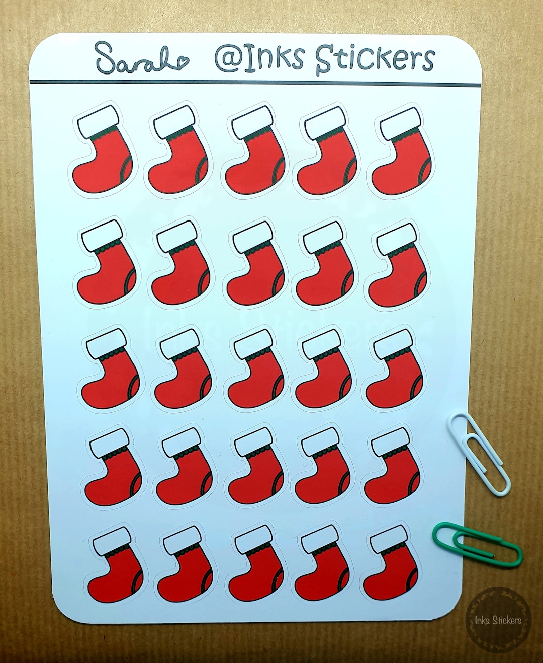 Christmas Stocking Stickers Kiss Cut Sticker Sheet 25 Stickers Eco ...