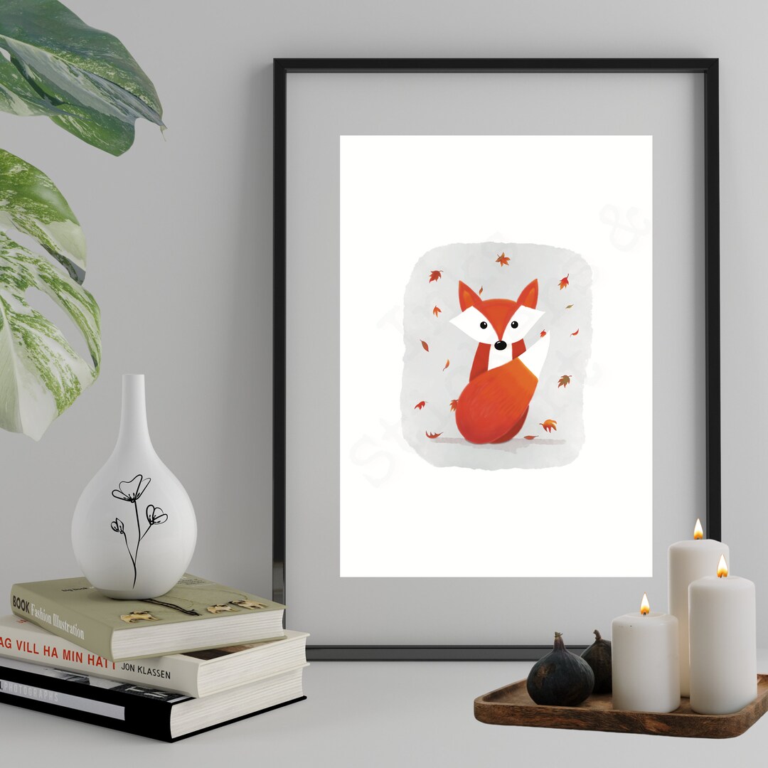Cute Fox Art Print - A4, A5 - Free Sticker Included With Every Print ...