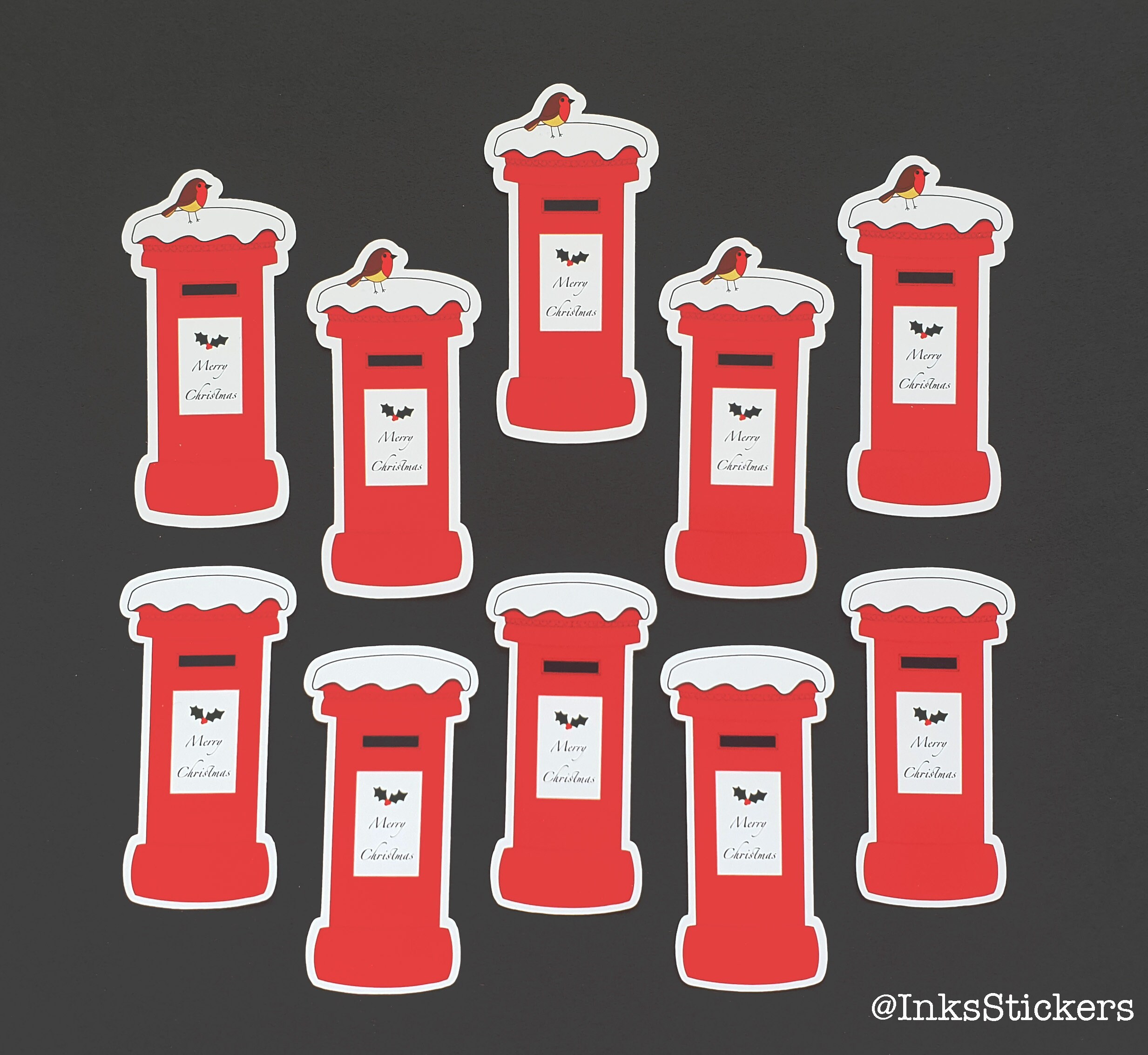 10 Christmas Die Cut Stickers Postbox Stickers Christmas | Etsy