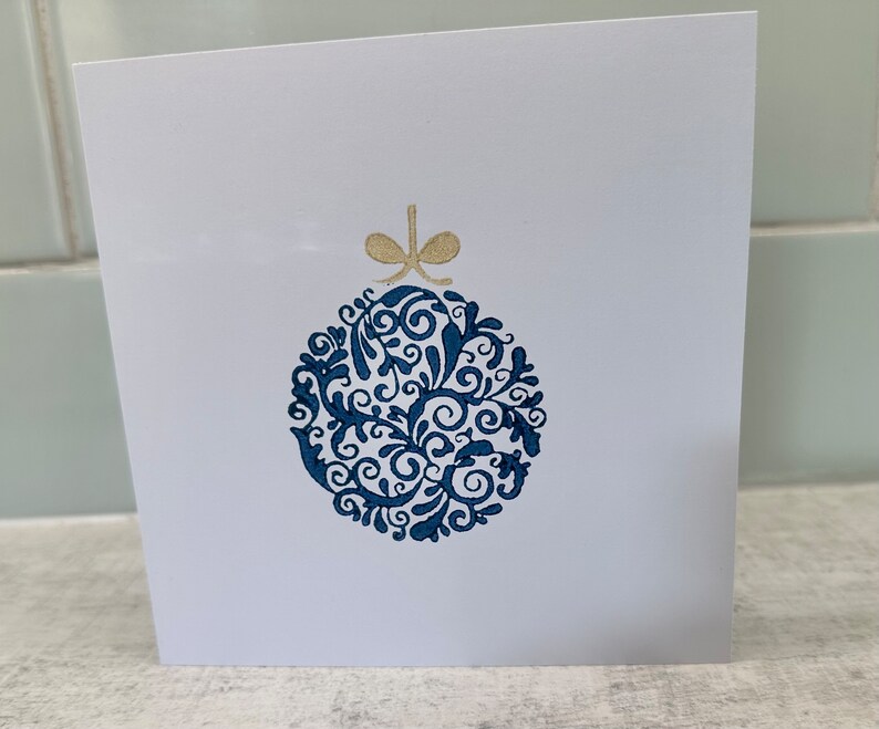 Elegant Christmas Tree & Bauble Cards, Navy Blue Pack of 10 - Etsy UK