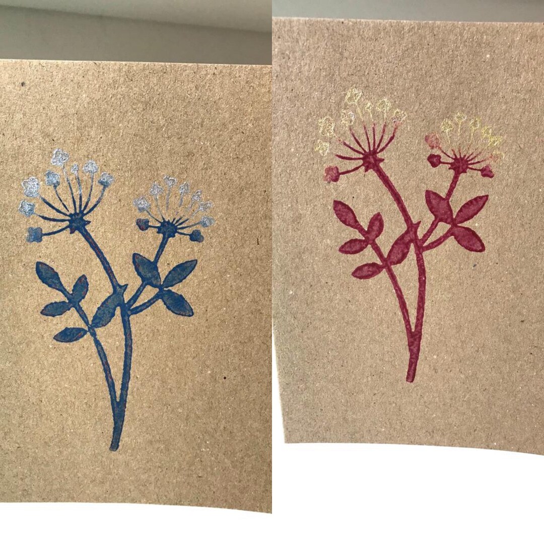Pack of 10 Cards Botanical Design Hand Printed Cards and Envelopes ...