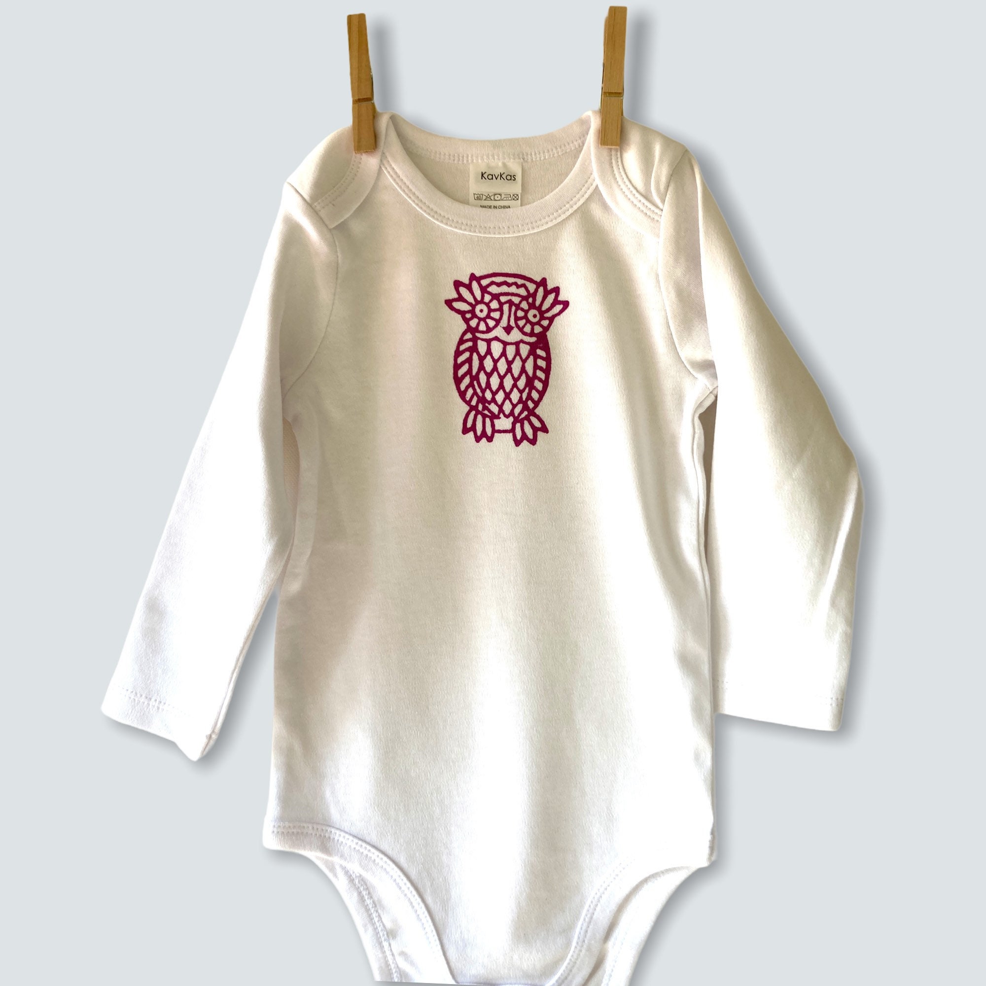 Owl Hand Printed Baby Grow Bibs or Sleepsuit - Etsy UK