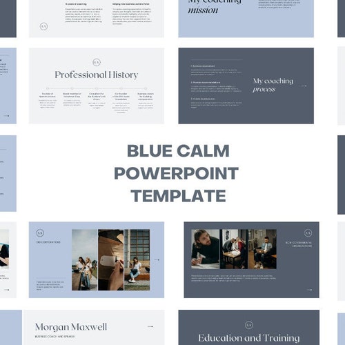 Editable Powerpoint Template Blue Calm Minimalist and - Etsy