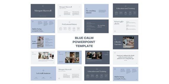 Editable Powerpoint Template Blue Calm Minimalist and - Etsy