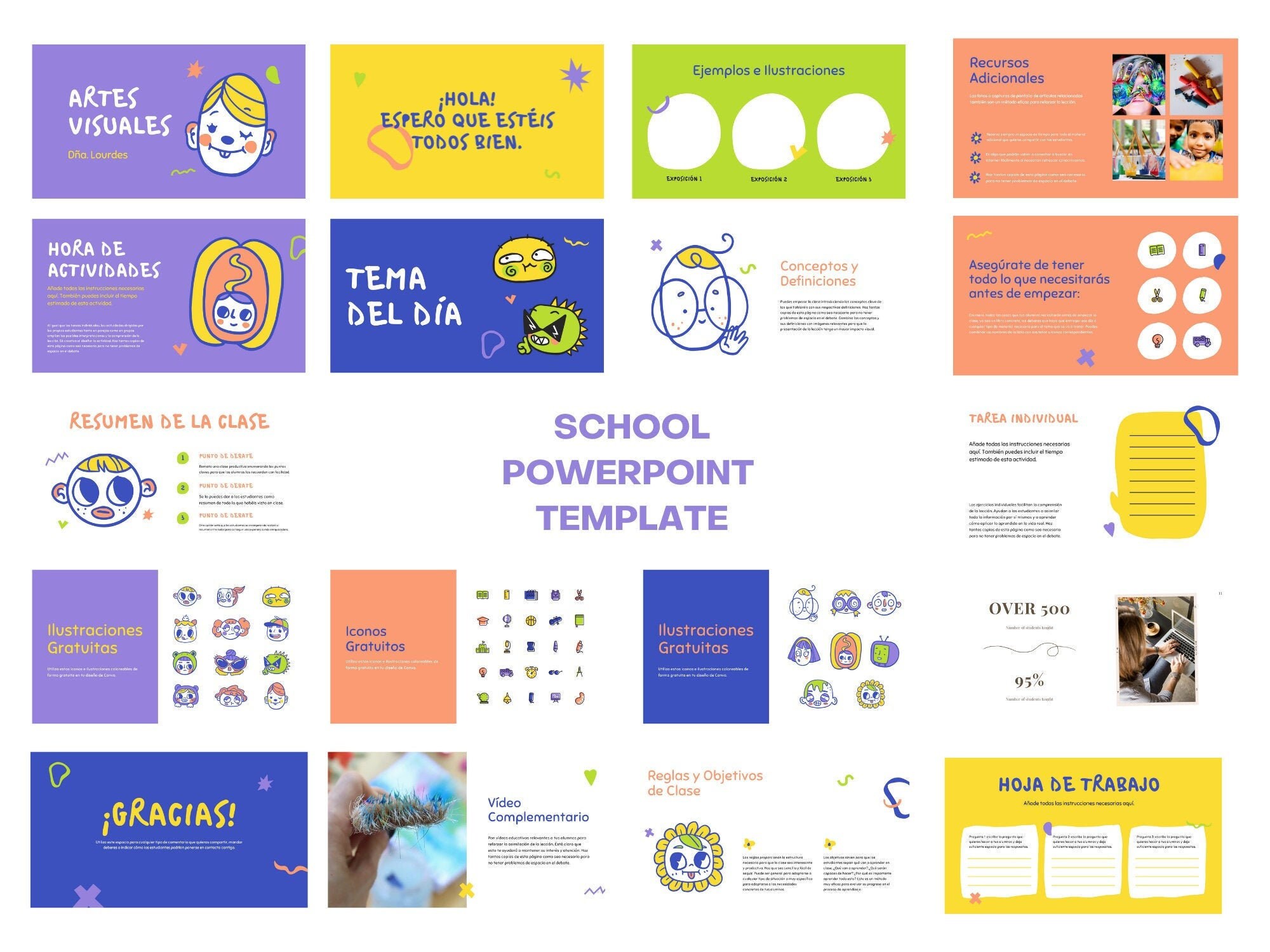 Editable Powerpoint Template, School, Colourful and Funny, Modern ...
