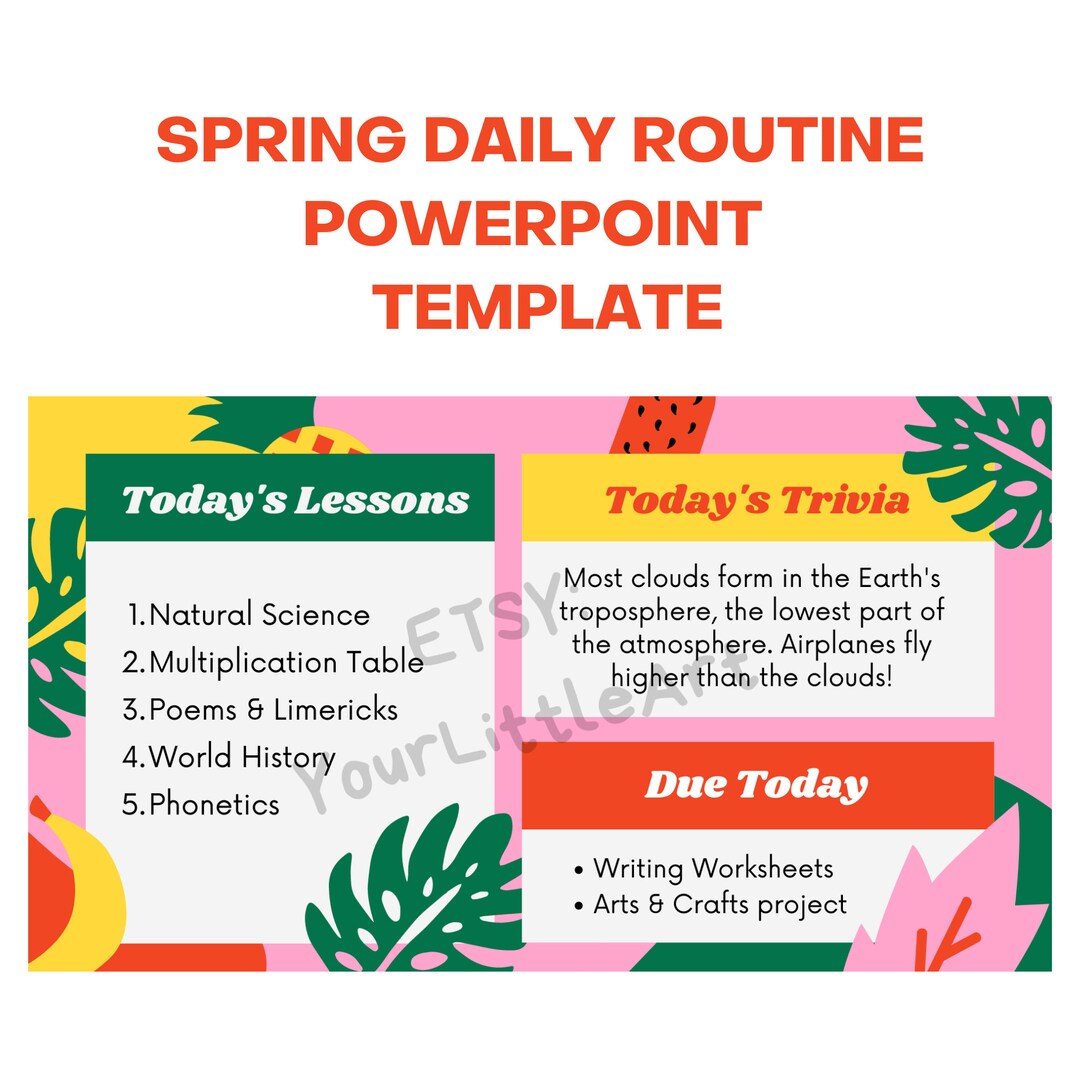 Editable Spring Daily Routine Planning Powerpoint Template, Minimalist ...