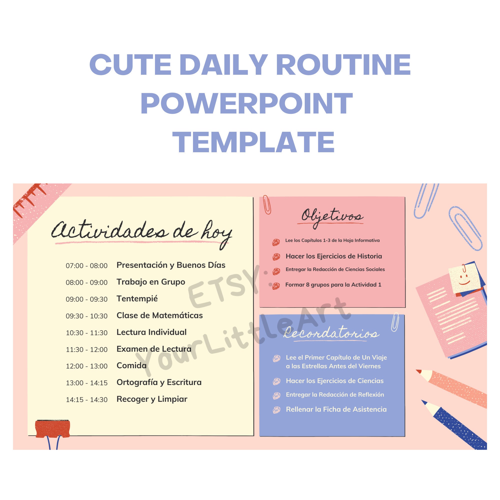 Editable cute daily routine planning PowerPoint template, minimalist ...