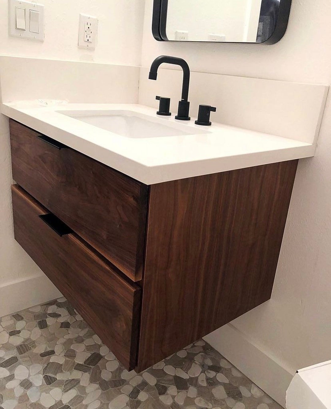 DAKOTA - Walnut Floating Vanity - Etsy