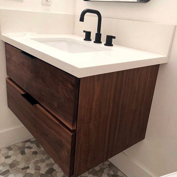 Floating Walnut Vanity - Etsy
