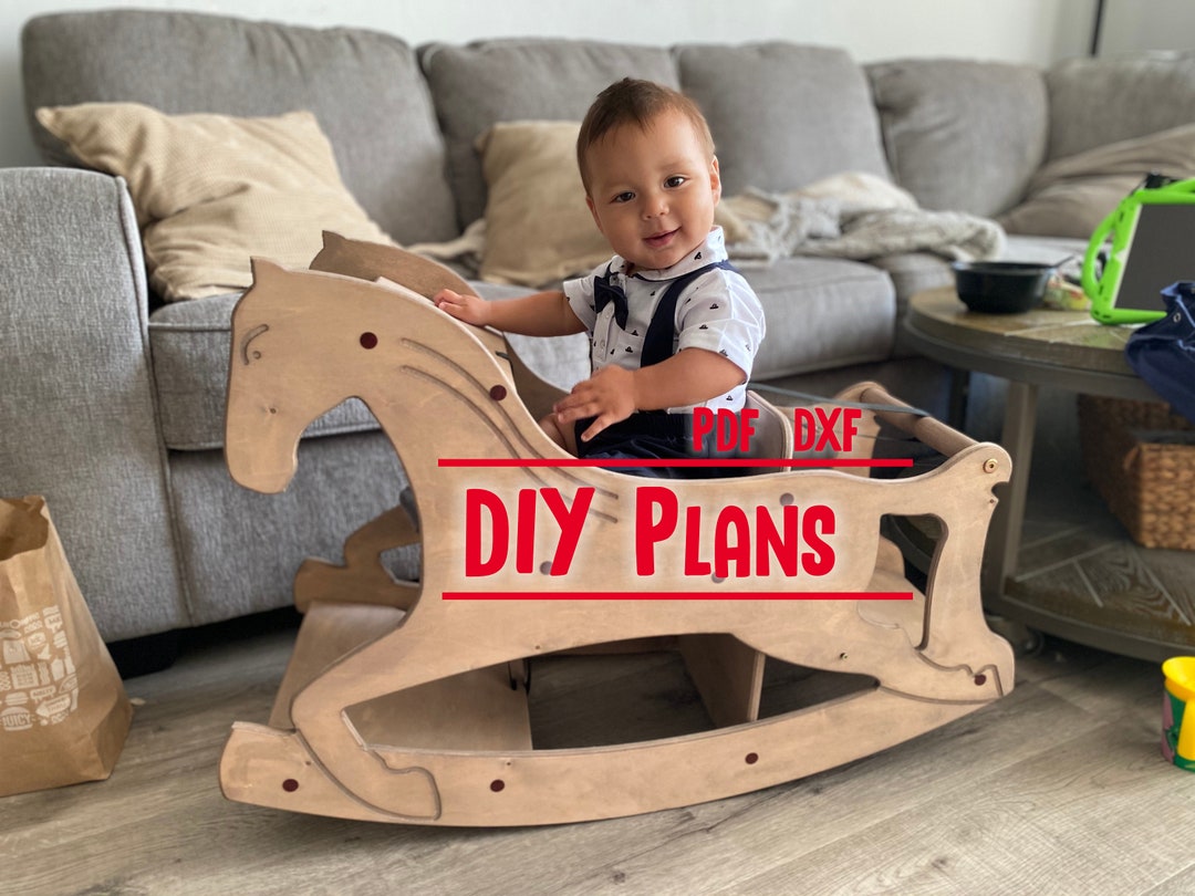 DIY Plans for Toddler Rocking Horse 3 in 1, Wooden Baby Desk and High ...
