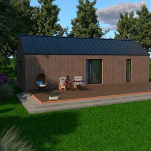 DIY Build Plans for Tiny Home With Loft 39'x14' or 12x4.5m, Small House ...