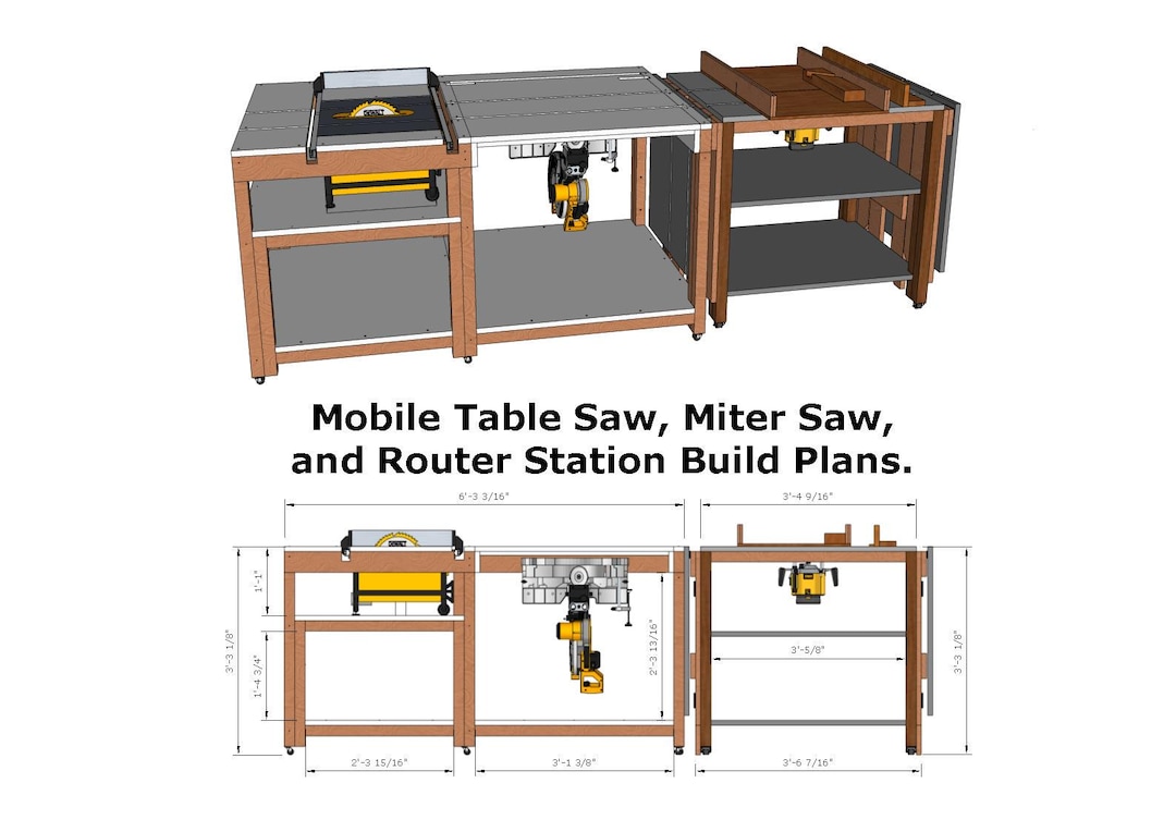 Flip Top Miter Saw Table Build Plans: Foldable Router Workbench (PDF ...