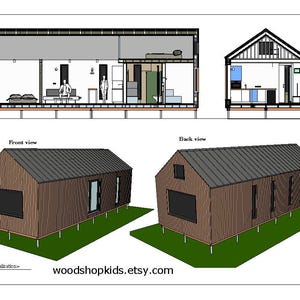 DIY Build Plans for Tiny Home With Loft 39'x14' or 12x4.5m, Small House ...