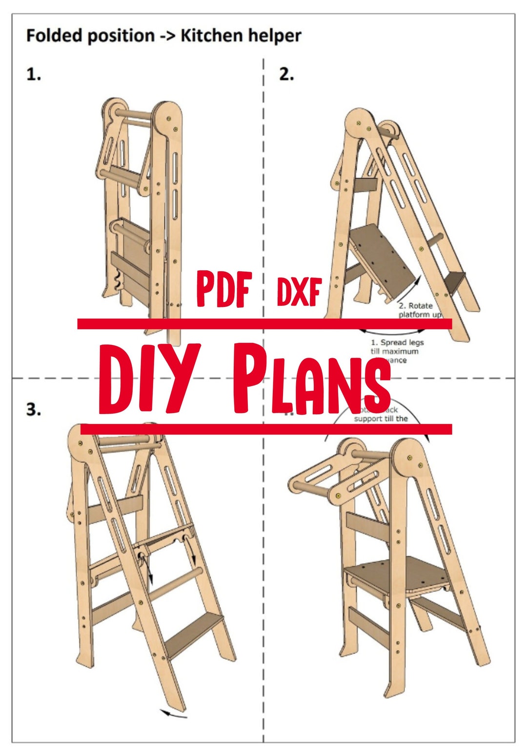 DIY Plans for Toddler Helper Step Stool, Montessori Kitchen Tower. - Etsy