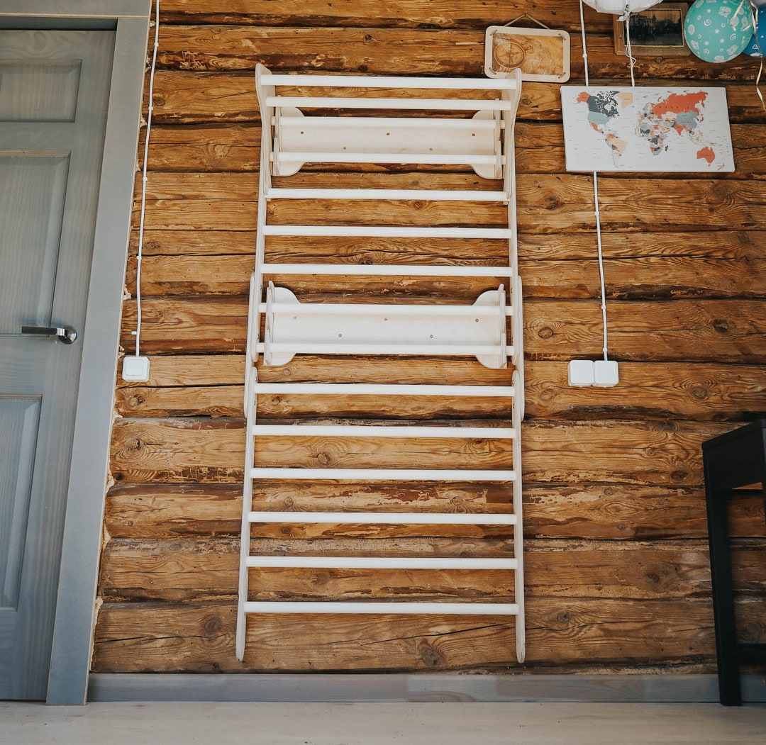 3-in-1 Swedish Wall Ladder Modifiable to Climbing Triangle With Slide ...