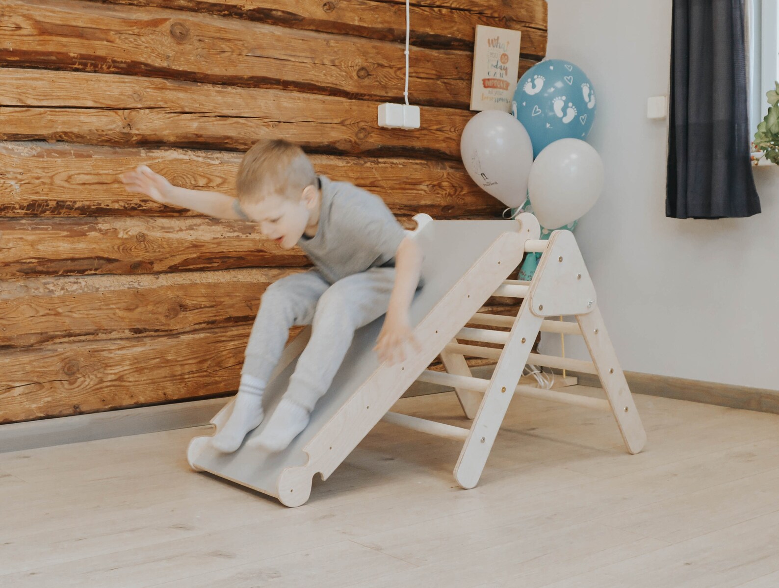 Toddler Climbing TRIANGLE With Slide/rockwall Montessori - Etsy