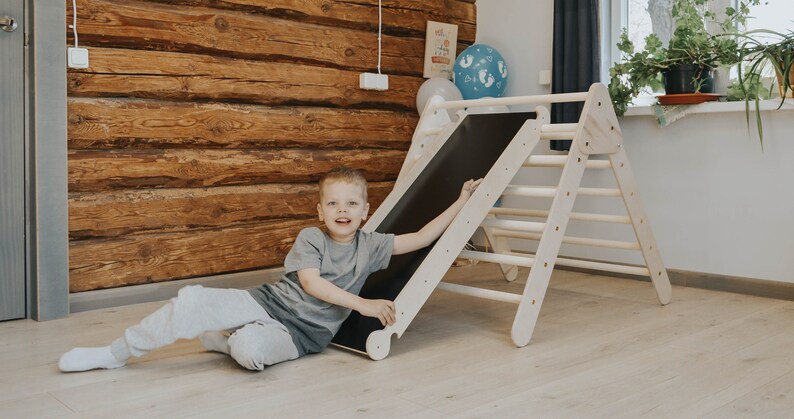 Toddler Climbing TRIANGLE With Slide/rockwall Montessori - Etsy