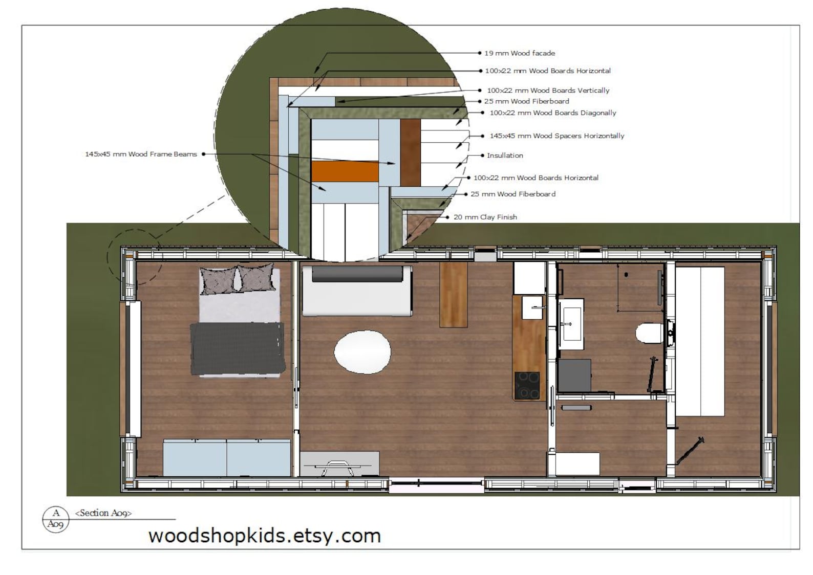 Tiny Home Build Plans With Loft: 39'x14' Architectural Plans (PDF) - Etsy