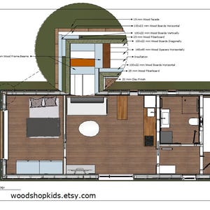 DIY Build Plans for Tiny Home With Loft 39'x14' or 12x4.5m, Small House ...