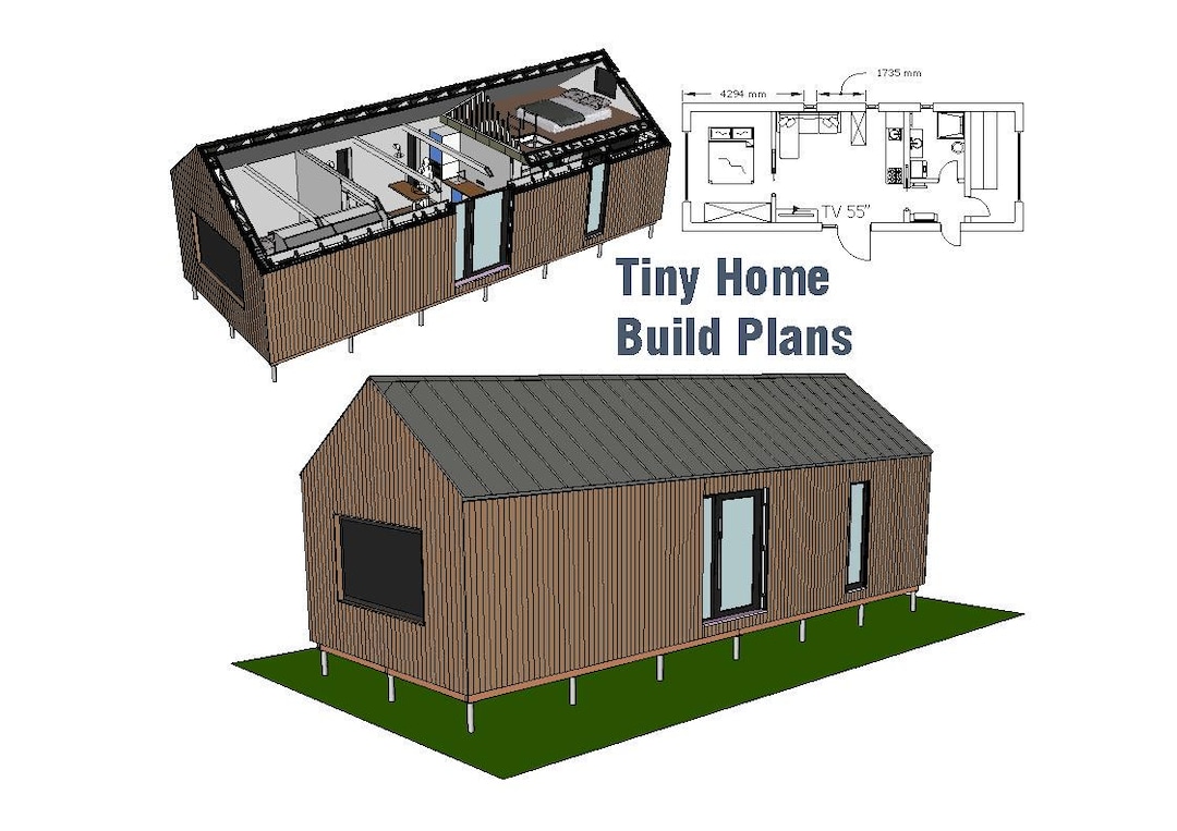 DIY Modul House Plans 12x4.5m, Modern Tiny Home Build Plans, Sketchup ...
