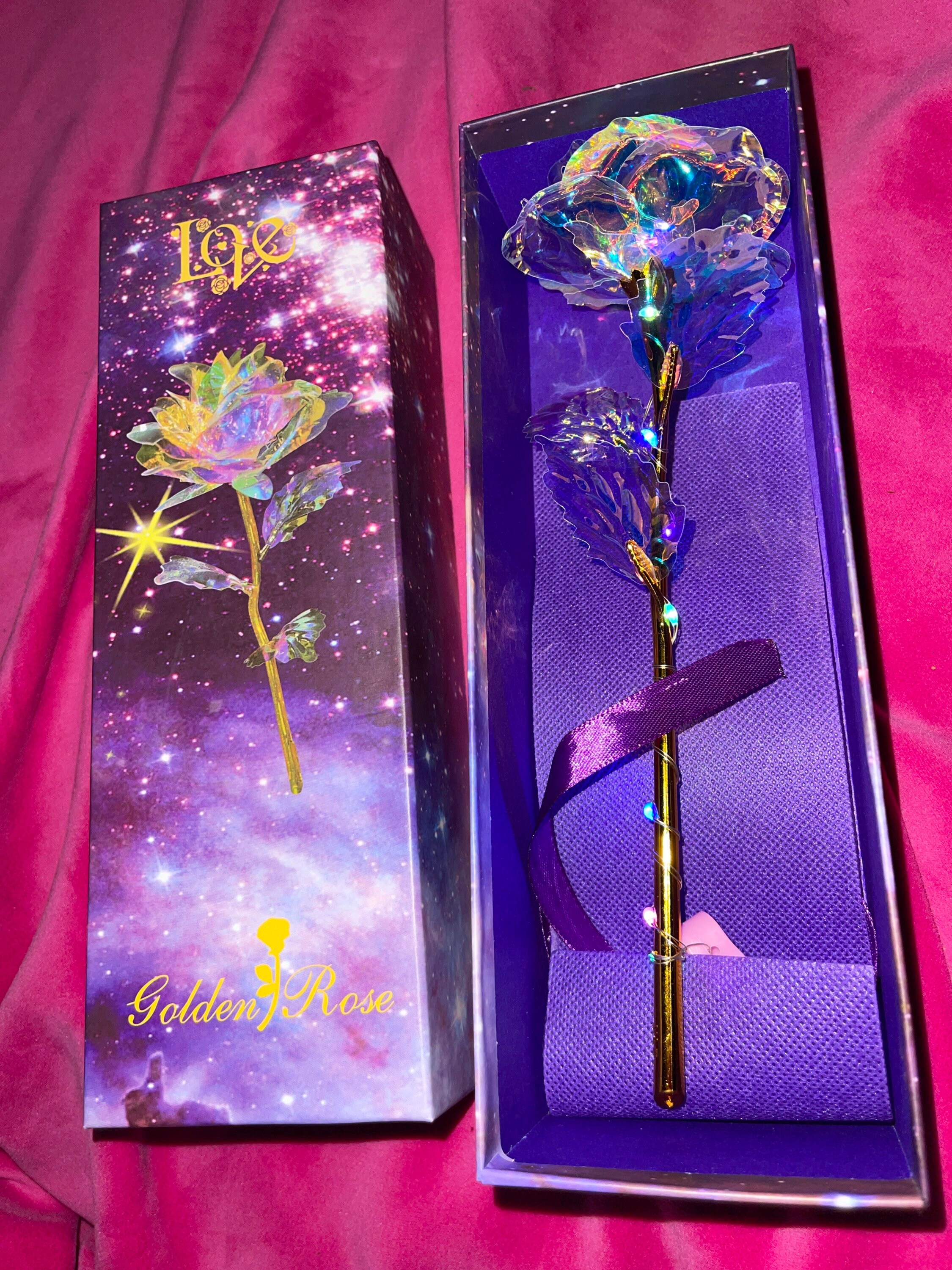 TWO 2 LED Light up Galaxy Rose Dipped in Gold With Box - Etsy Canada